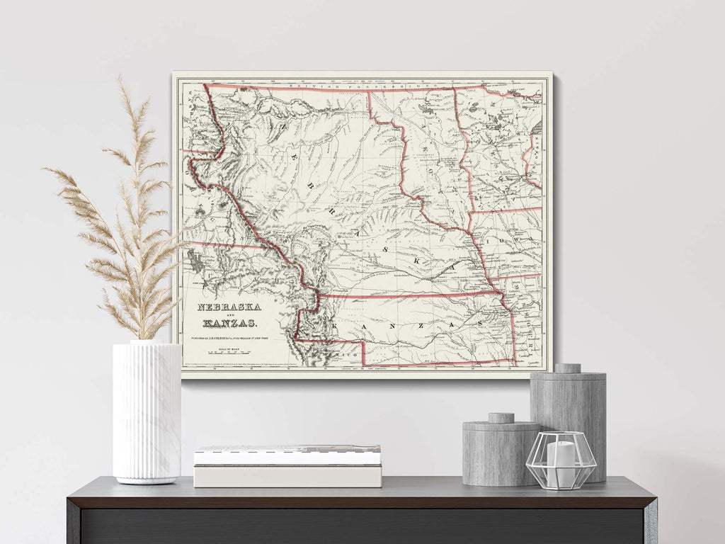 Vintage Nebraska & Kansas State Map – Masterpiece Maps