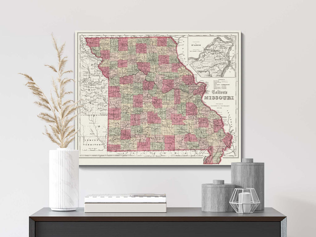 Colored Vintage Missouri State Map – Masterpiece Maps