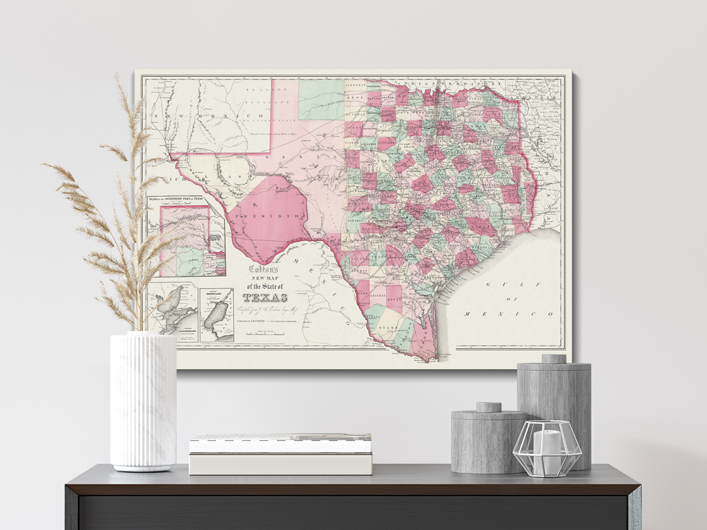 Colored Vintage Texas State Map – Masterpiece Maps