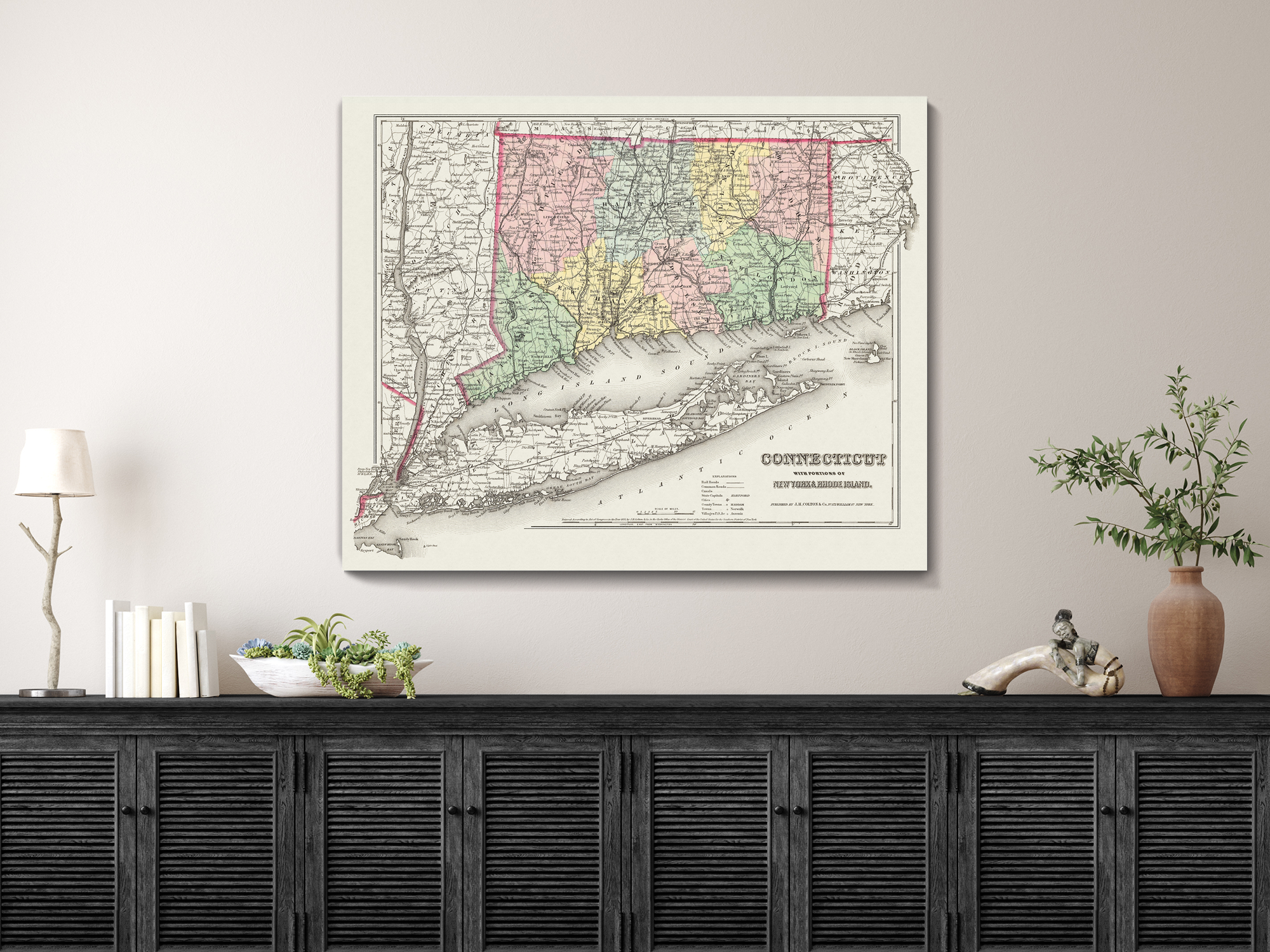 Colored Vintage Connecticut State Map – Masterpiece Maps